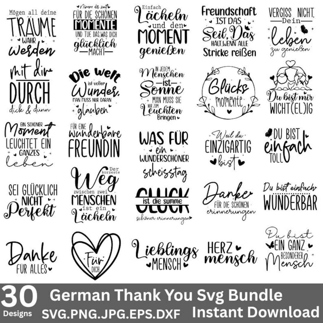 German Thank You SVG Bundle: Friendship Quotes (digital Download) - Etsy