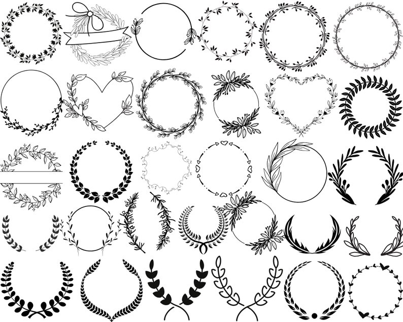 Wreath Svg Bundle, Floral Wreath Svg, Wedding Wreath Svg, Flower Svg ...