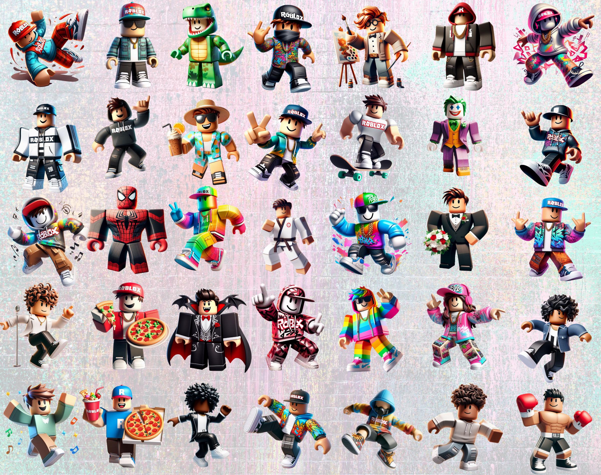 Mega Roblox Character Clipart Bundle: Graffiti & Neon PNG (digital ...