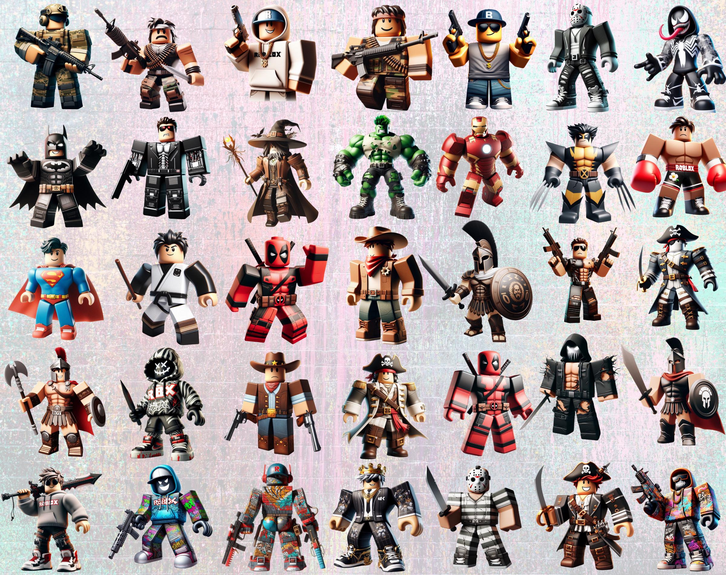Mega Roblox Character Clipart Bundle: Graffiti & Neon PNG (digital ...