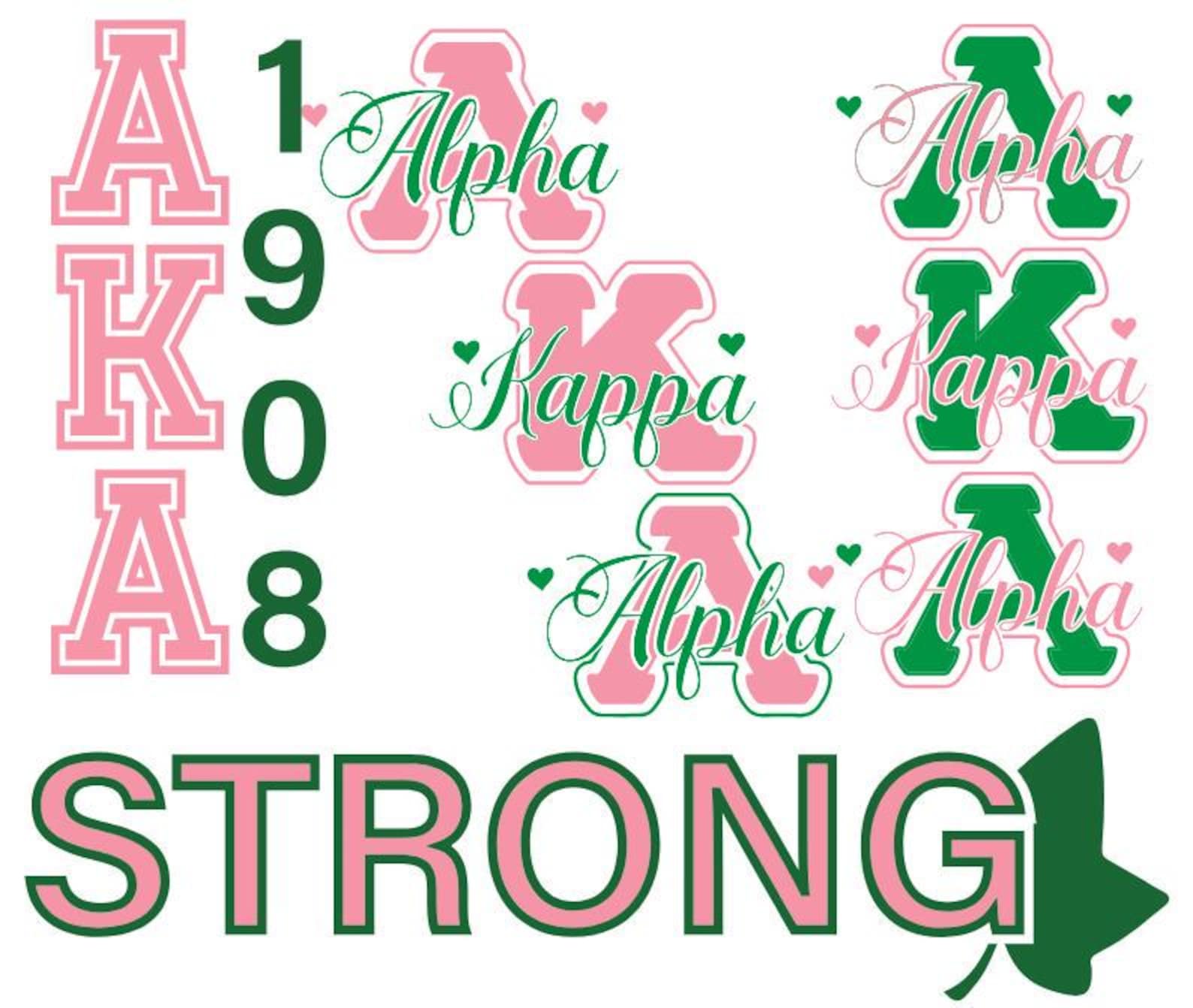 AKA SVG Bundle, Lettering, Greek (pink & Green, 1908) Sisterhood Files ...