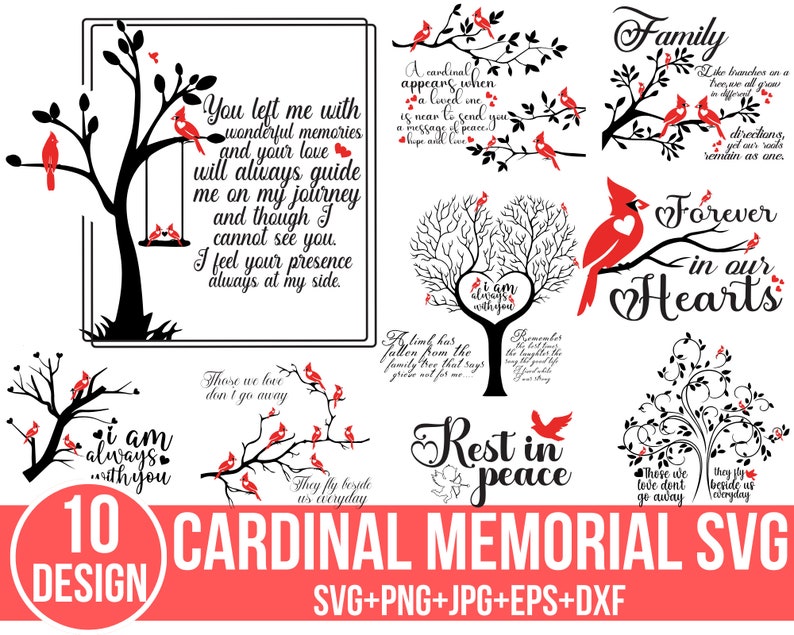 Cardinal Memorial SVG: Remembrance Quotes, Cricut Silhouette Cut Files ...