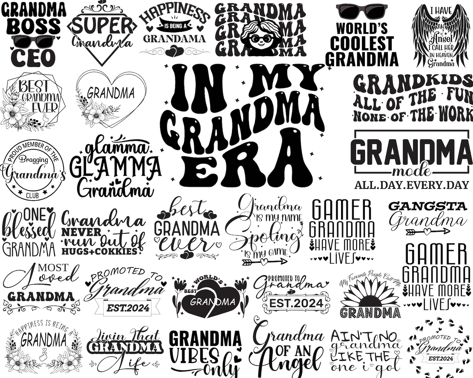 Grandma SVG Bundle: Heart Designs, Cricut Cut Files (digital Download ...