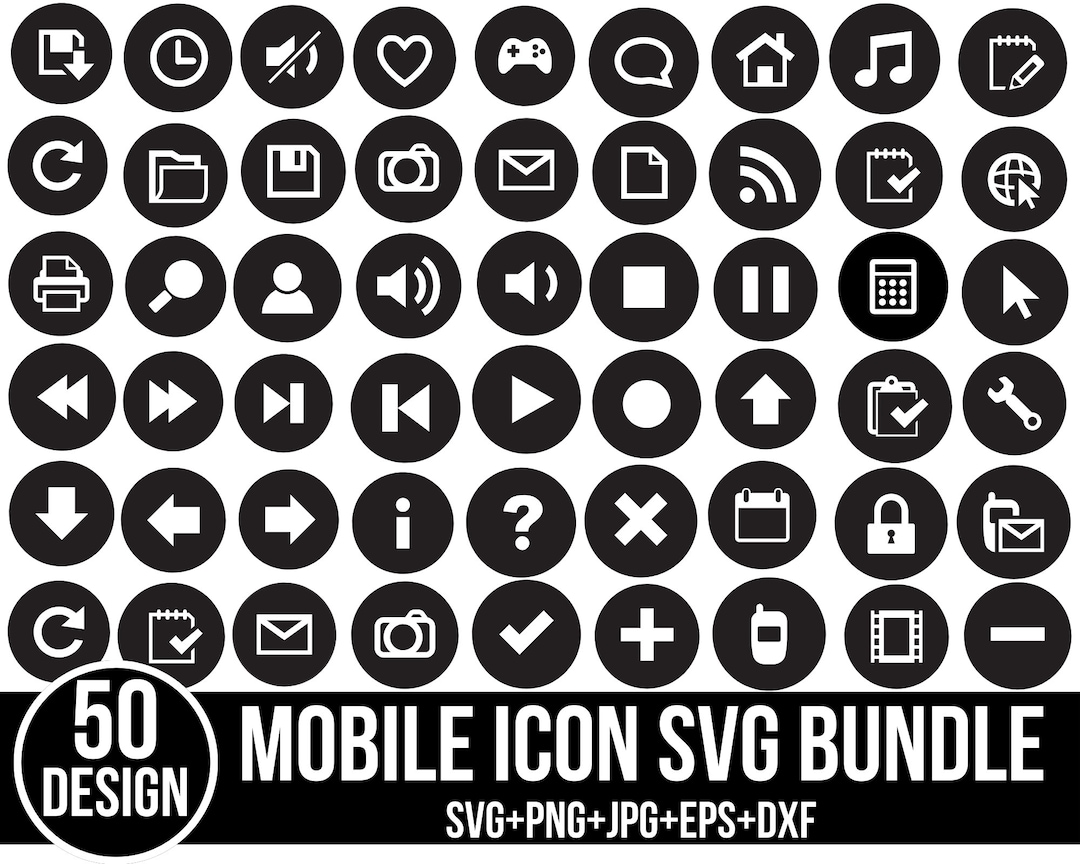 Mobile Icon Set Svg Bundle, Icon Svg, Blog Icons, Mail Icon Svg ...