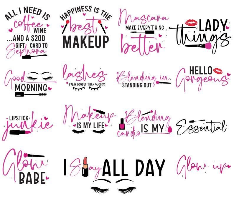 Makeup Quotes SVG Bundle: 70 Beauty & Cosmetics Designs (digital ...