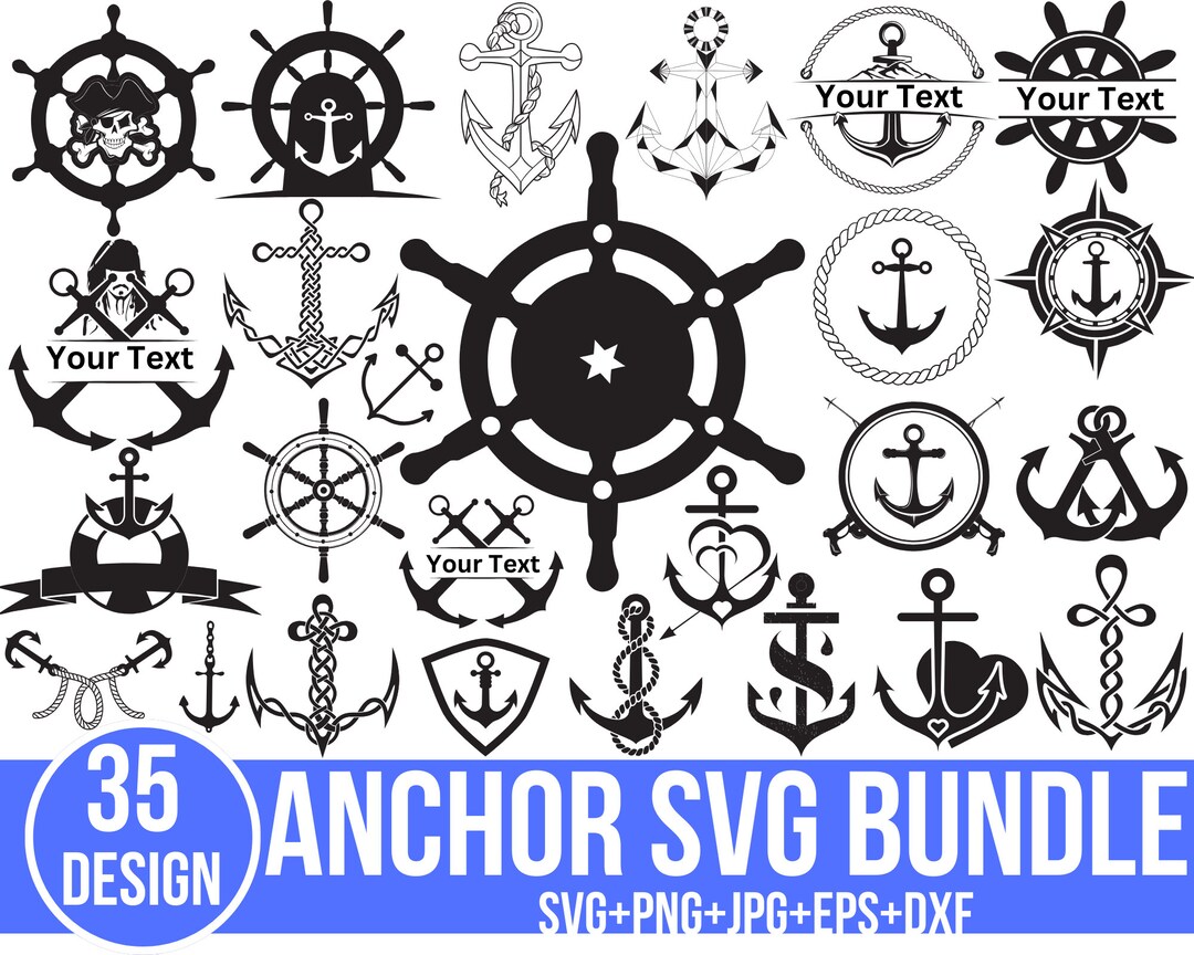 Anchor Svg Bundle, Nautical Svg, Split Anchor Rope Svg, Sailing Svg ...