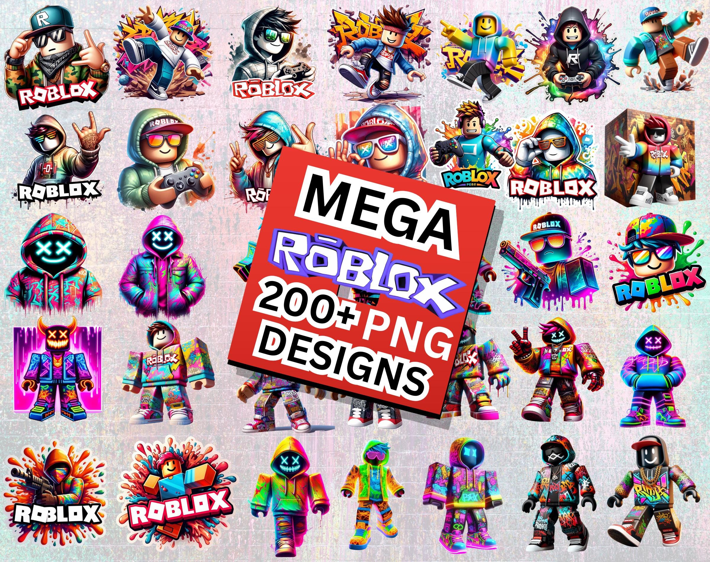 Mega Roblox Character Clipart Bundle: Graffiti & Neon PNG (digital ...