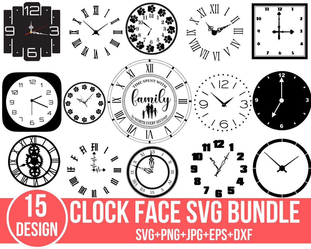 Clock Face Svg Bundle, Clock Svg, Clock Numbers Svg, Roman Numeral ...