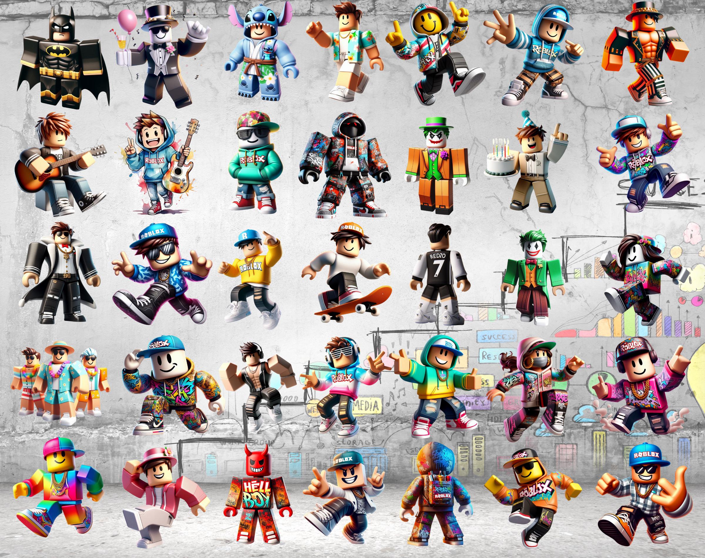 Mega Roblox Character Clipart Bundle: Graffiti & Neon PNG (digital ...