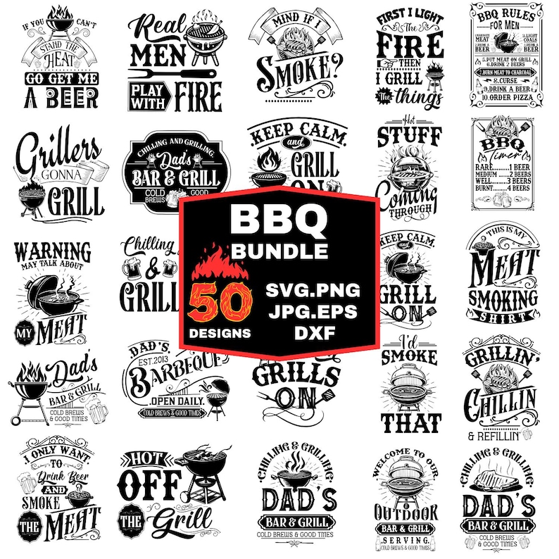 BBQ SVG Designs Bundle: Grilling & Apron Graphics (digital Download) - Etsy