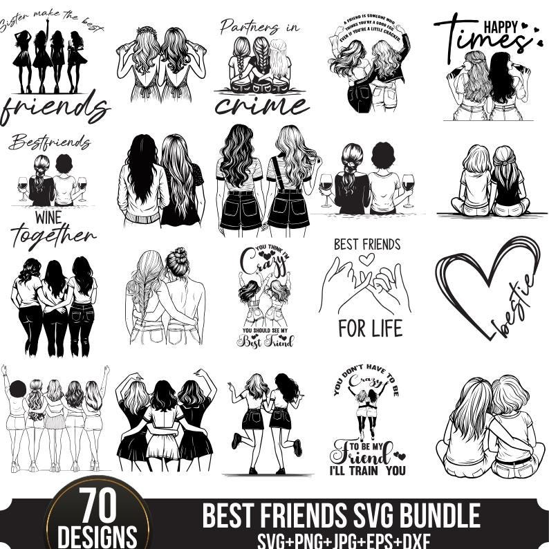 Best Friends SVG Bundle, 70 Friendship Designs (digital Download) - Etsy