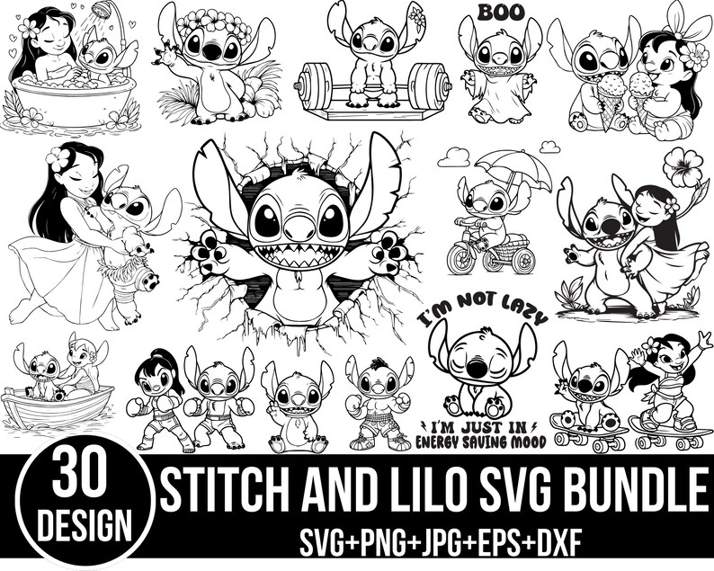 Lot Stitch et Lilo SVG, svg Stitch, ange svg, svg couple Stitch, Stitch ...