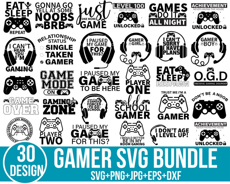 Gamer Svg Bundle, Gamer Quotes Svg, Funny Gamer SVG, Game Controller ...