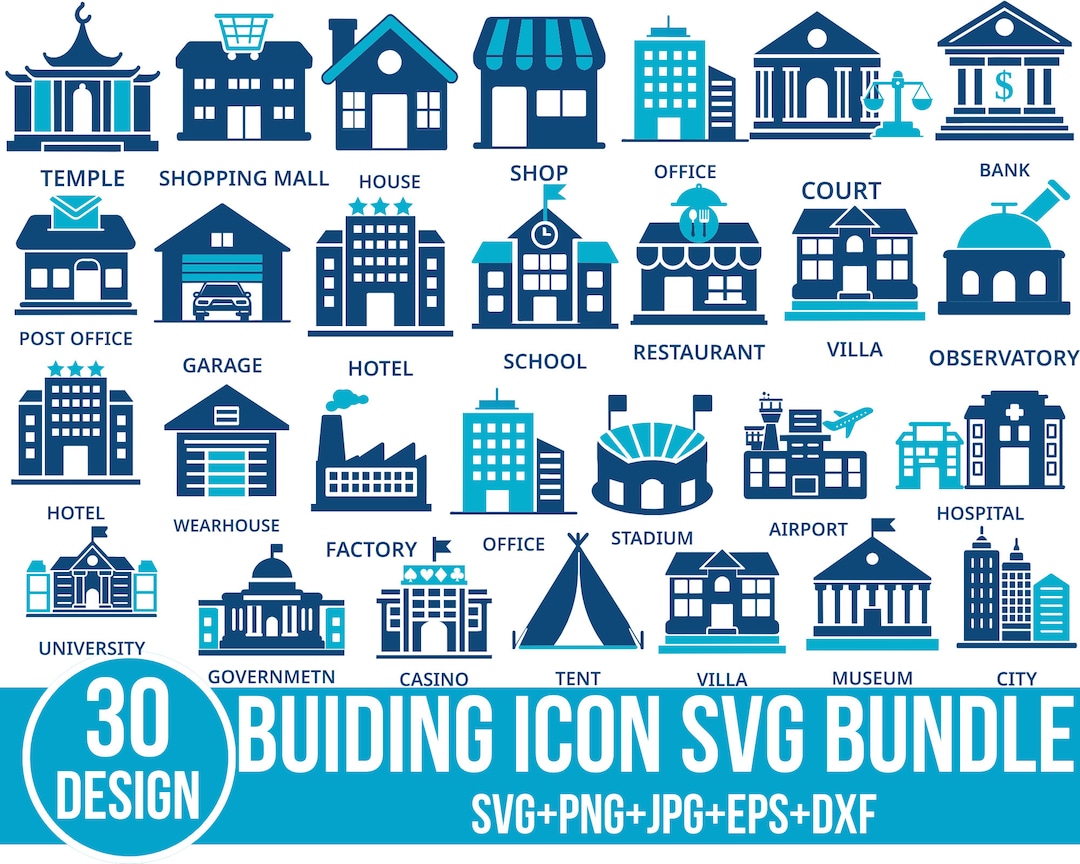 Building Vector Svg Bundle House Svg School Svg Garage Svg - Etsy UK