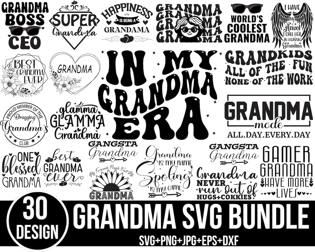 Grandma SVG Bundle: Heart Designs, Cricut Cut Files (digital Download ...
