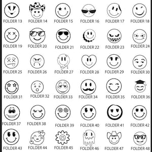 Smiley Face SVG Bundle, Png, Dxf, Trendy Emojis, Groovy SVG, Happy ...