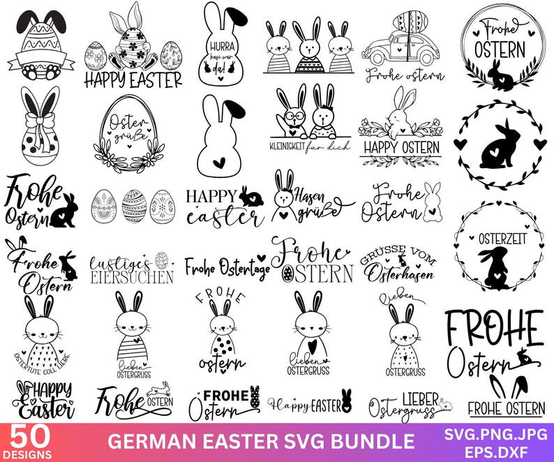 Oster-Plotterdatei-Bundle - Oster Designs für Cricut und Silhouette - Ostern Schriftzug ...