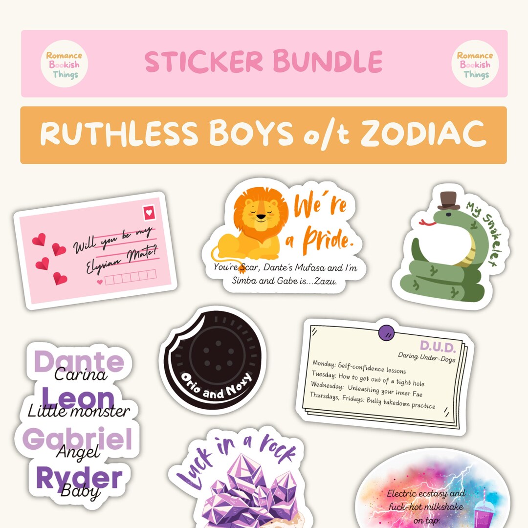 Ruthless Boys of the Zodiac Stickers: Bookish Romance Kindle Decals - Etsy