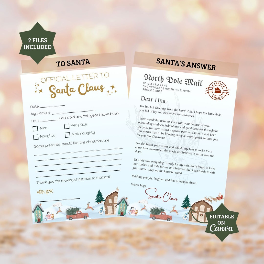 Editable Letter From Santa Printable Instant Download Official Letter ...