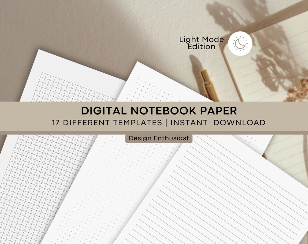 Printable White Paper Digital Light Mode Templates A4 A5 Letter Sizes ...