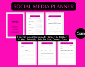 Printable Social Media Planner Social Media Instagram Facebook Planner ...