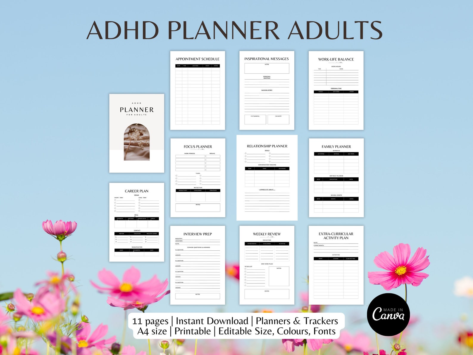 Adhd Planner Adult Printable Adhd Journal Adhd Weekly - Etsy