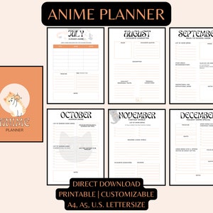 Anime Planner Printable, Anime Manga Journal Adult, Movie Planner, Cute ...