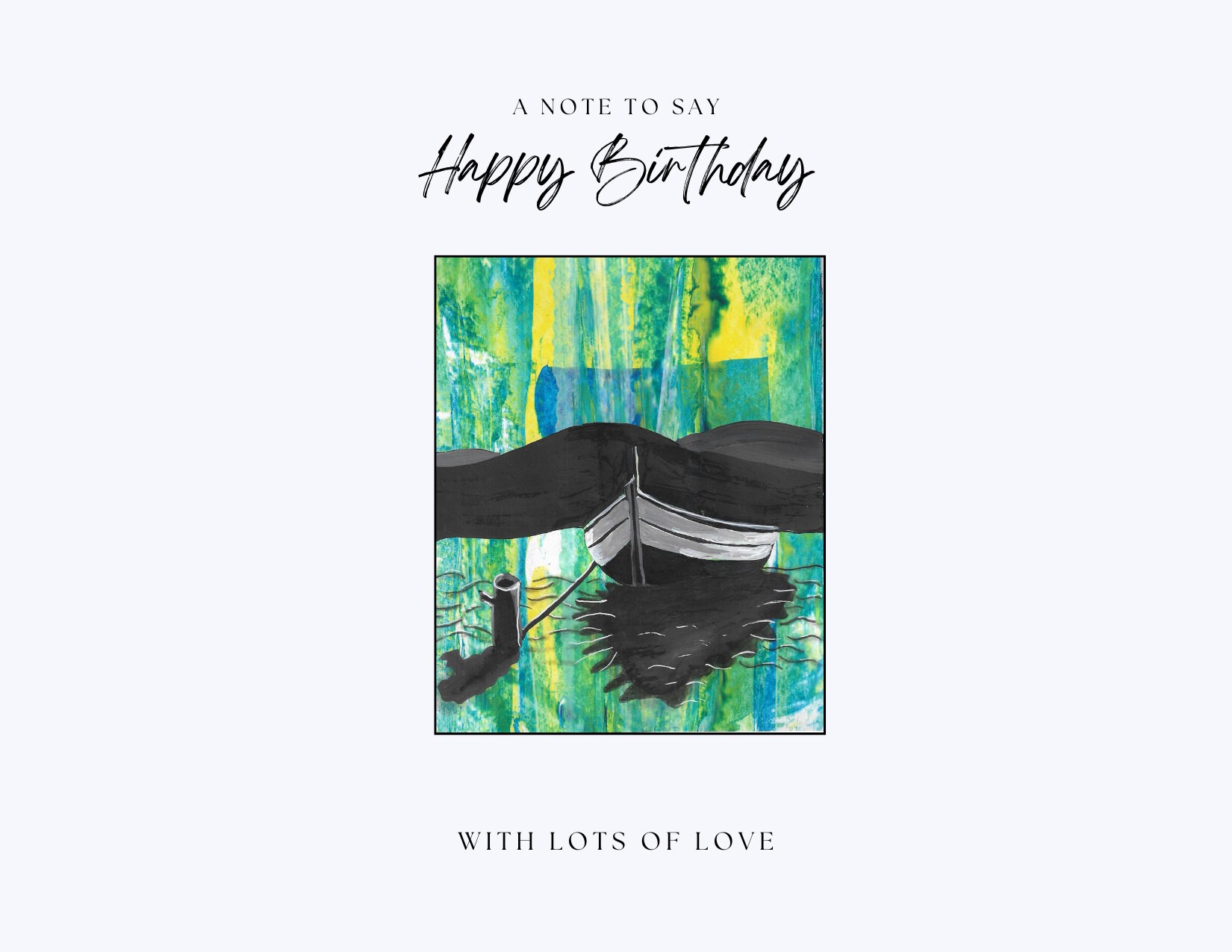 Printable Birthday Card With a Boat, Hand Painted Boat With Abstract ...