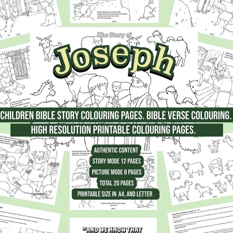Bible Story Colouring Pages - the Story of Joseph. 20 Pages of Kids ...