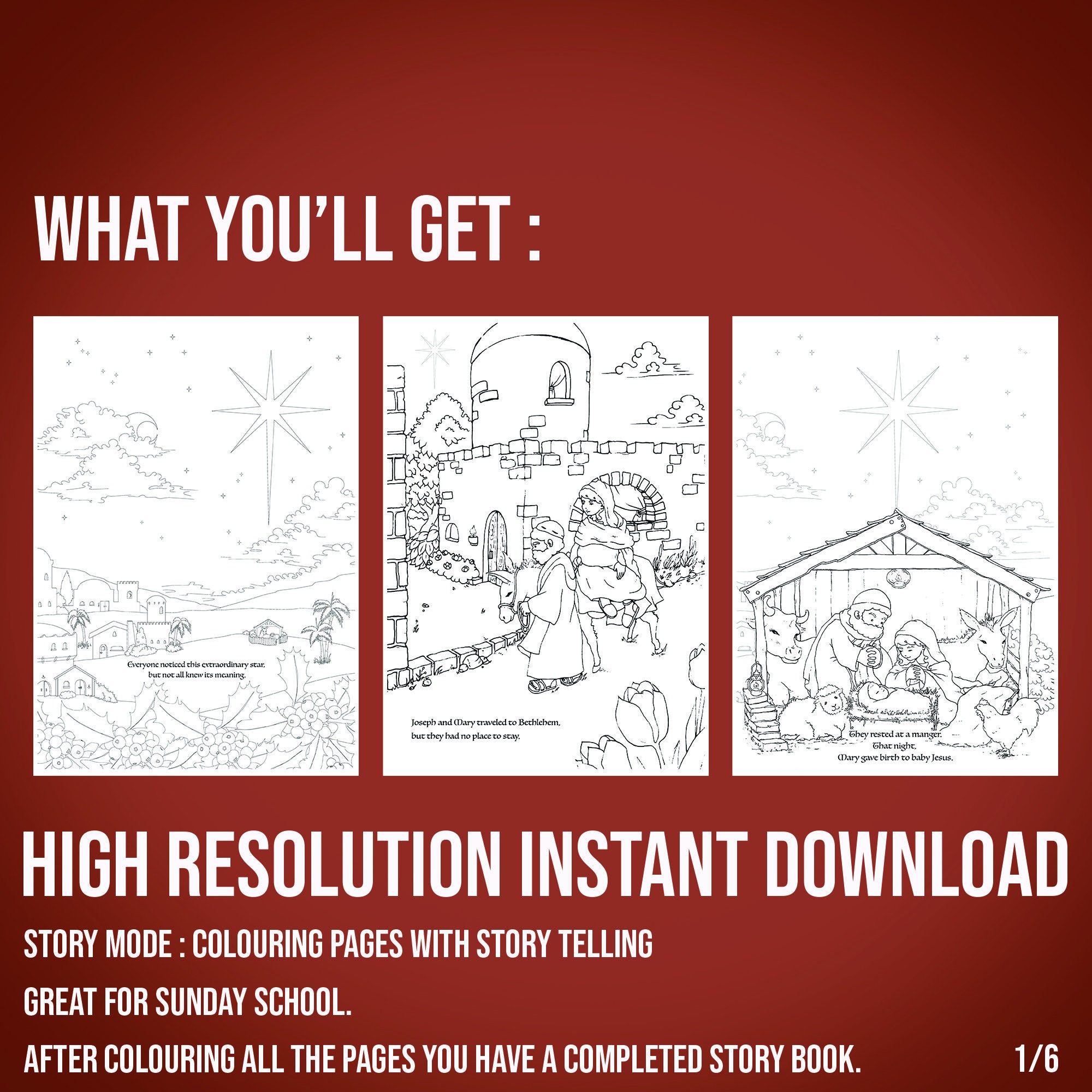 The Story of Christmas Coloring Pages, Nativity Coloring Sheets, Sunday ...