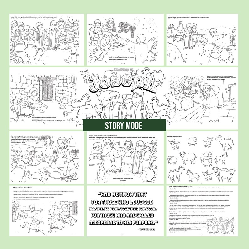 Bible Story Colouring Pages - the Story of Joseph. 20 Pages of Kids ...