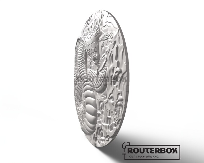Cobra Snake on Plate Relief STL Model for CNC Router and Woodworking ...