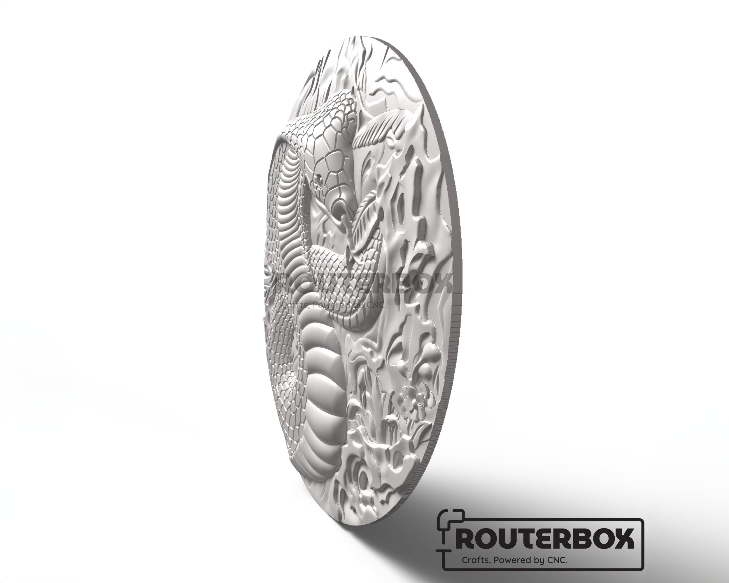 Cobra Snake on Plate Relief STL Model for CNC Router and Woodworking ...