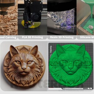 Charming Cat STL File for CNC Router, Woodworking, Resin Art, Silicone ...