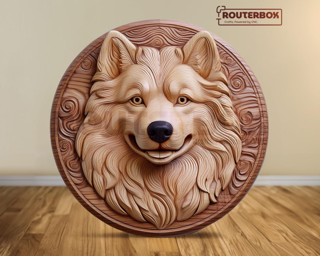 Samoyed Dog Realistic STL Model for 3D Print, Suitable for Wood Carving ...