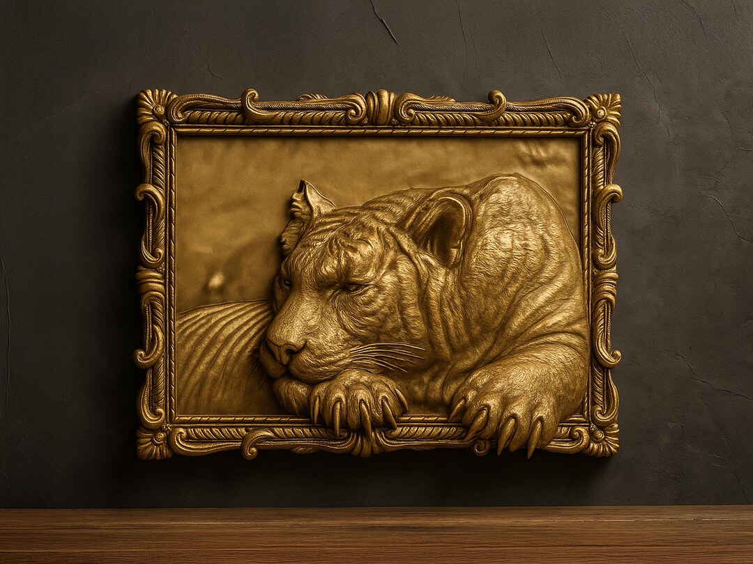 Lioness Relief 3D STL Model: CNC Router Carving, Rustic Wall Decor ...