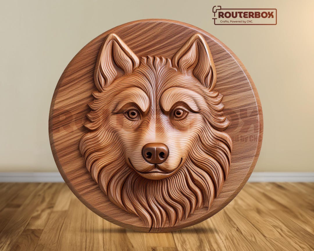 Siberian Husky Dog 3D STL File for CNC Routers, Ideal for Wood Carving ...