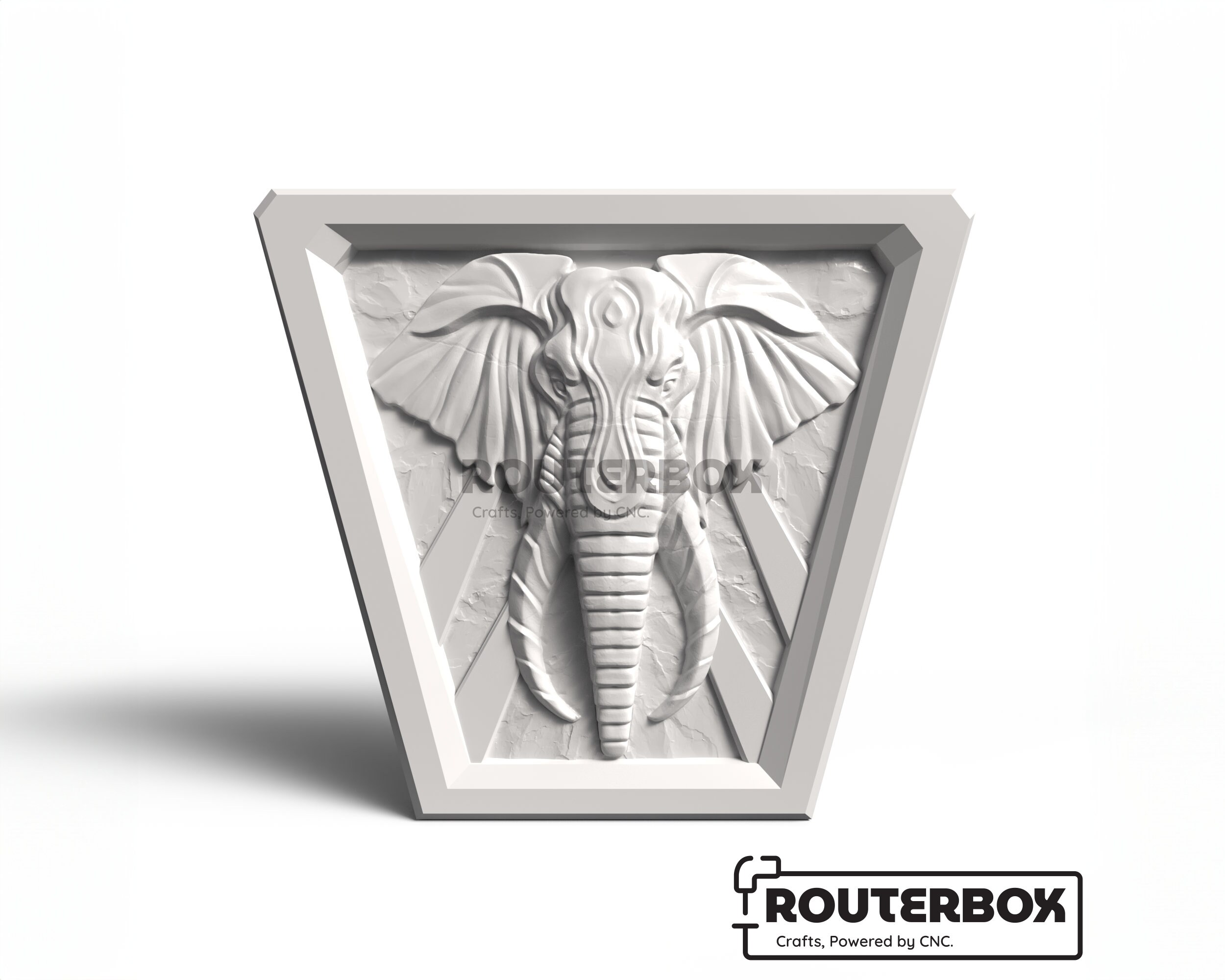 Horned Elephant Head Relief STL Model for CNC Router and Woodworking ...