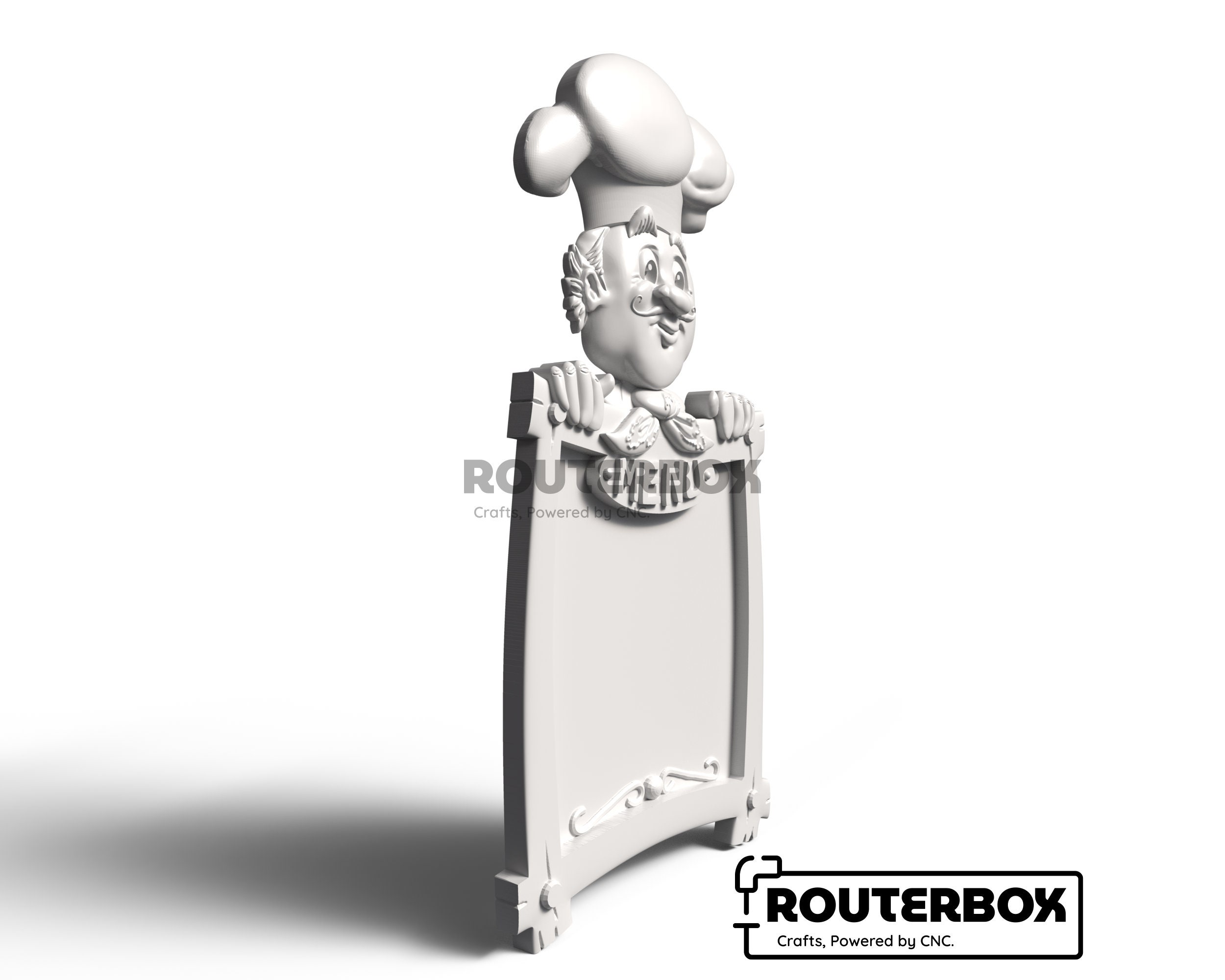 Chef With Mustache Holding Wooden Restaurant Menu 3D STL - Etsy