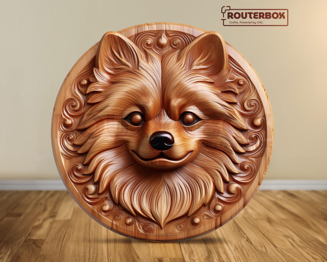 Pomeranian Dog 3D STL File for CNC Routers, Great for Wood Carving ...