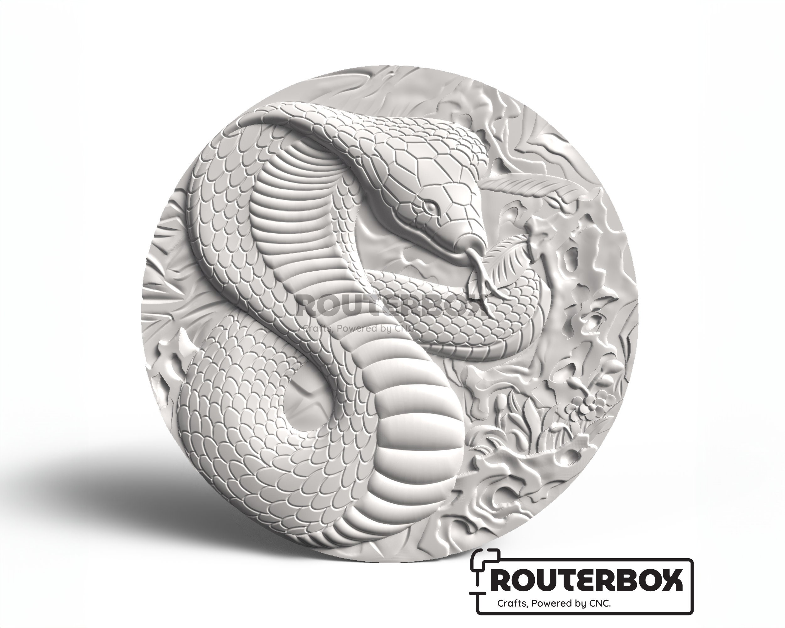 Cobra Snake on Plate Relief STL Model for CNC Router and Woodworking ...