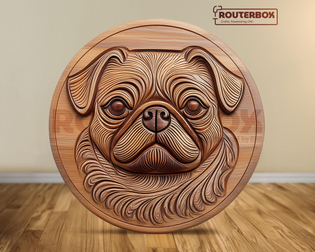 Pug Dog STL for CNC Router, Ideal for Wood Carving, Resin Print, and ...