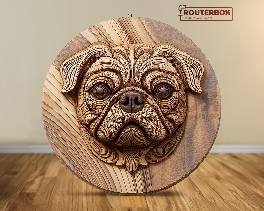 Adorable Pug Dog STL Model for 3D Print, Suitable for Wood Carving ...