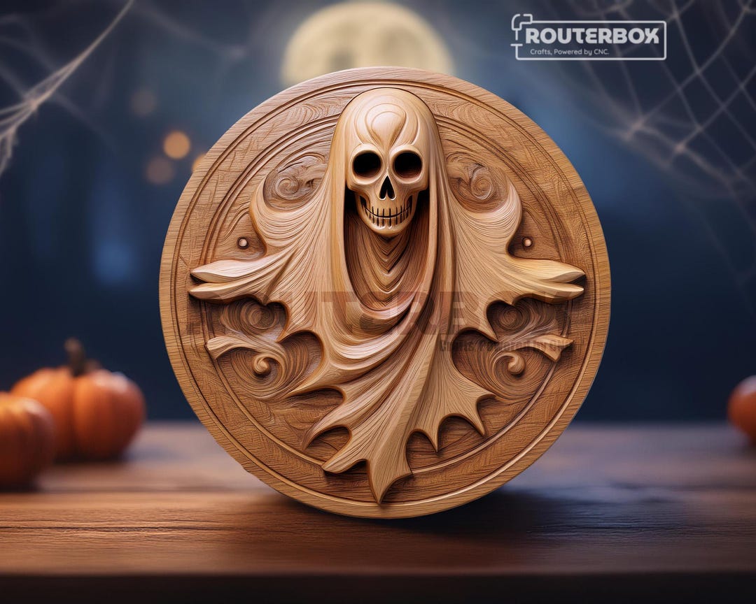 Playful Skeleton Ghost STL for CNC Projects, Ideal for Wood Carving and ...