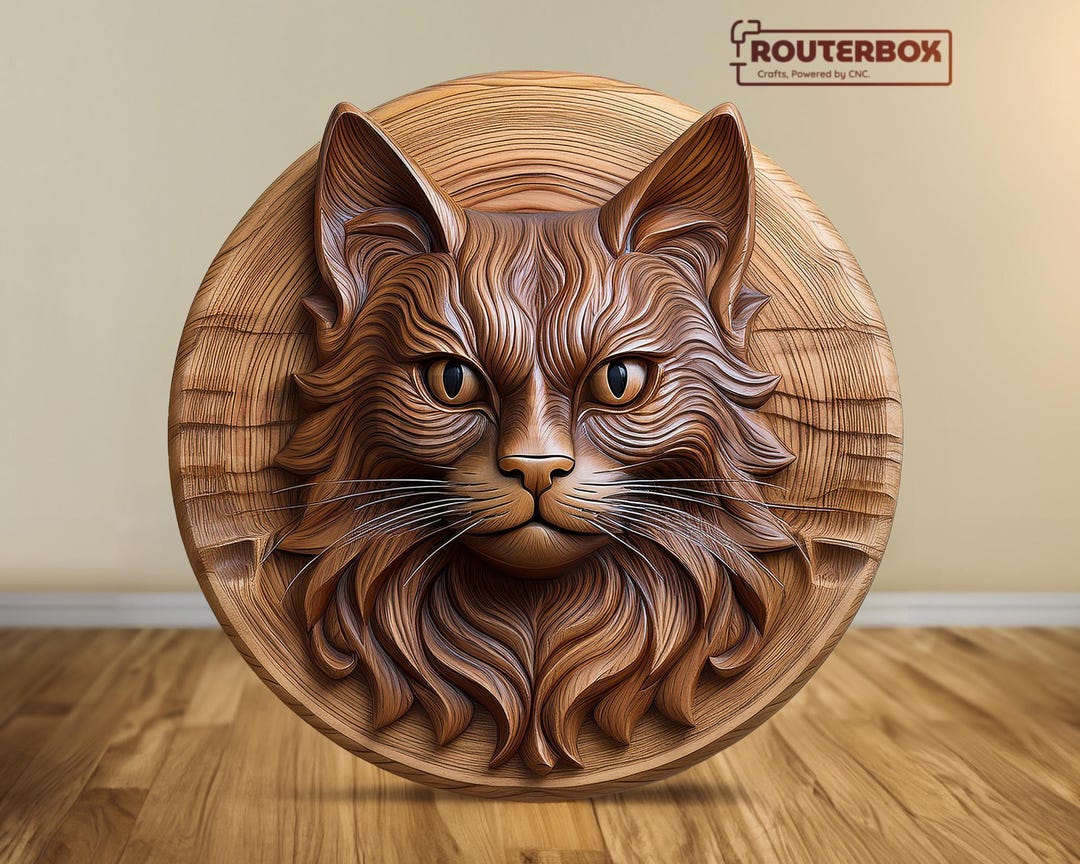 Cat 3D STL Model for CNC Woodwork, Resin Art, Silicone Molding, and 3D ...