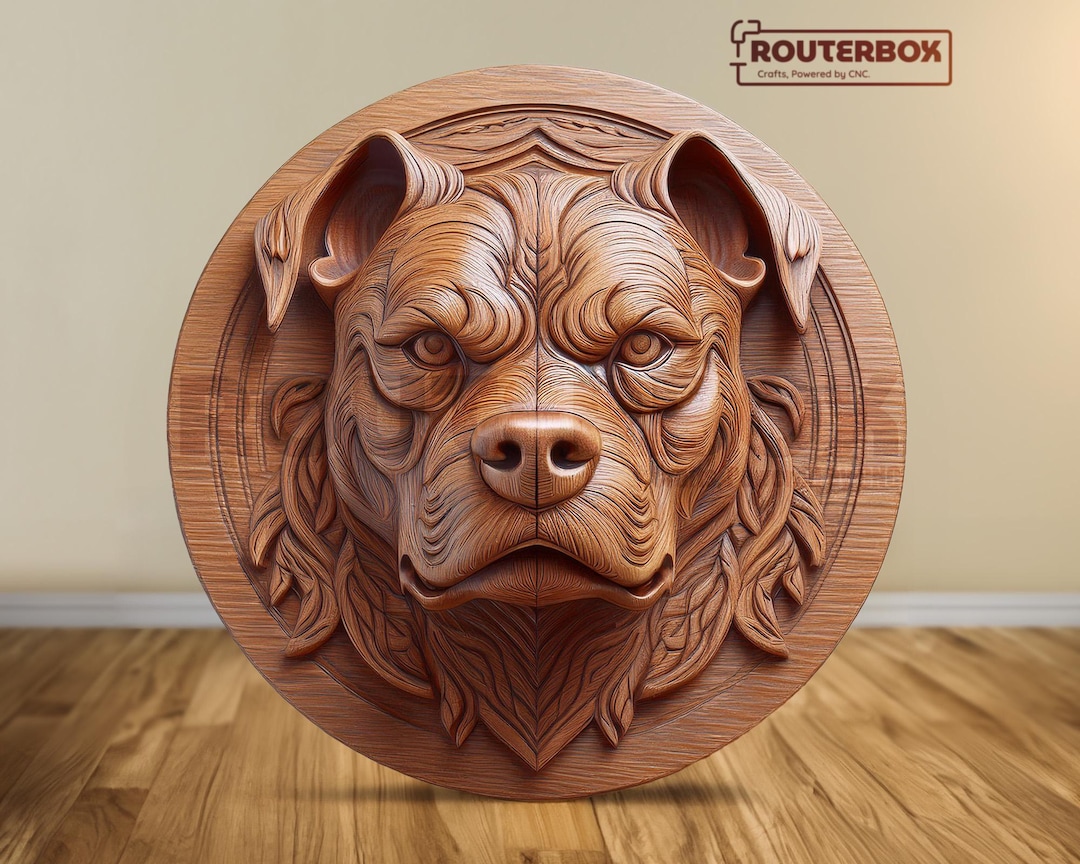 Strong Pitbull Dog STL for CNC Router, Great for Wood Carving, Resin ...