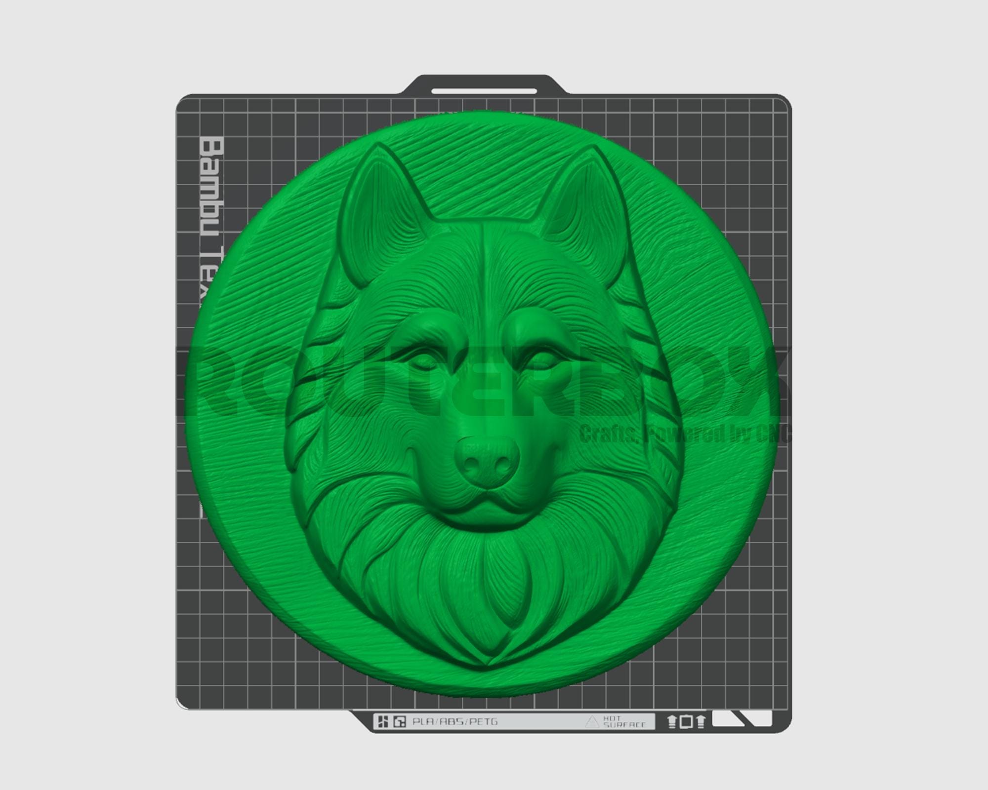 Siberian Husky Dog Portrait Relief STL for CNC Router Wood Carving File ...