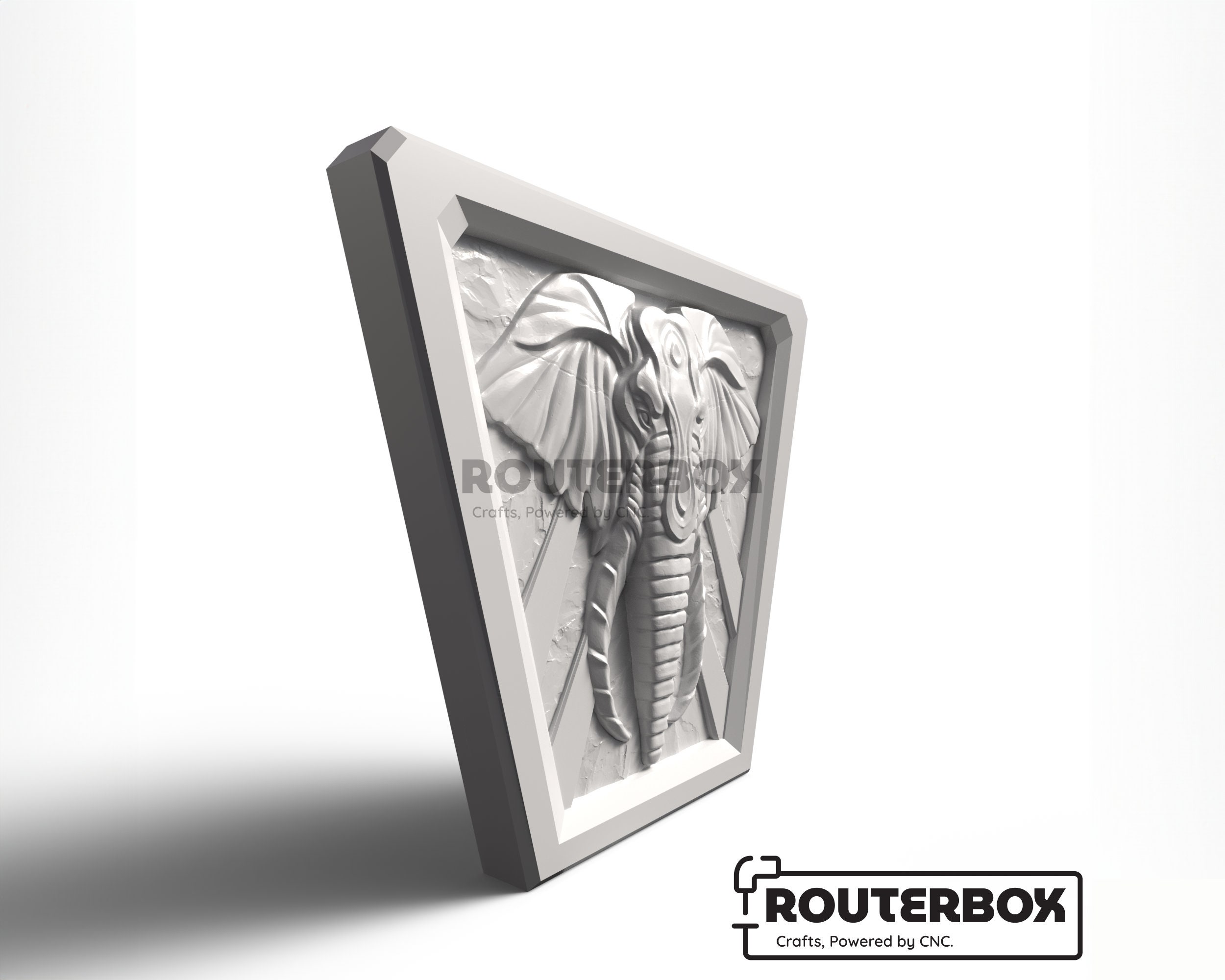 Horned Elephant Head Relief STL Model for CNC Router and Woodworking ...