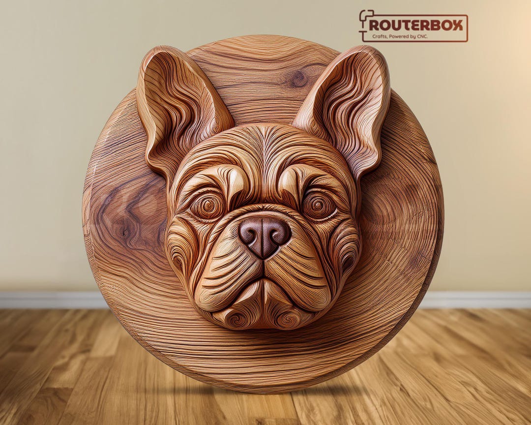 French Bulldog Dog STL for CNC Router, Ideal for Wood Carving, Resin ...