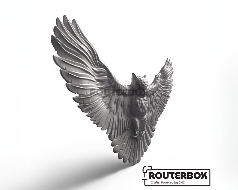 Modelo STL 3D en relieve de búho con alas abiertas para enrutador CNC y ...
